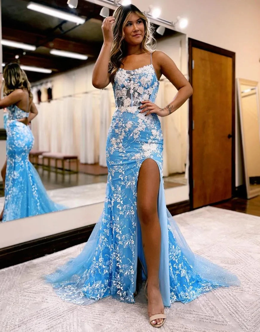 Wholesale Romantic Mermaid Key Hole Back Prom Dress With Appliques pro ...